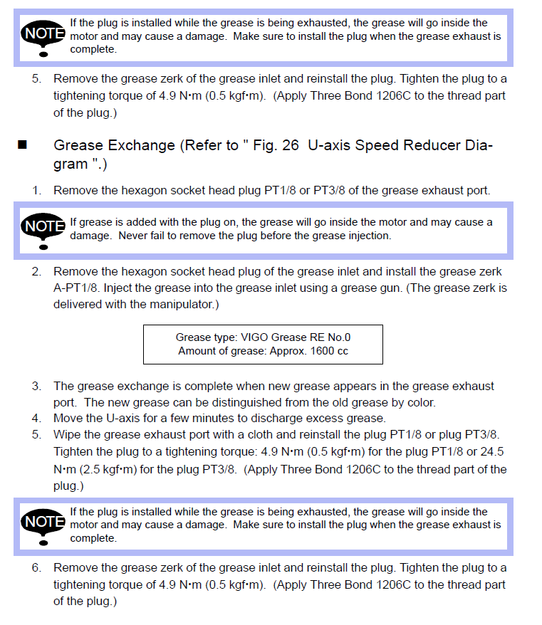 Grease Procedure (PM) EPL300 / YR-EPL300-A10 Manipulator – Yaskawa Motoman